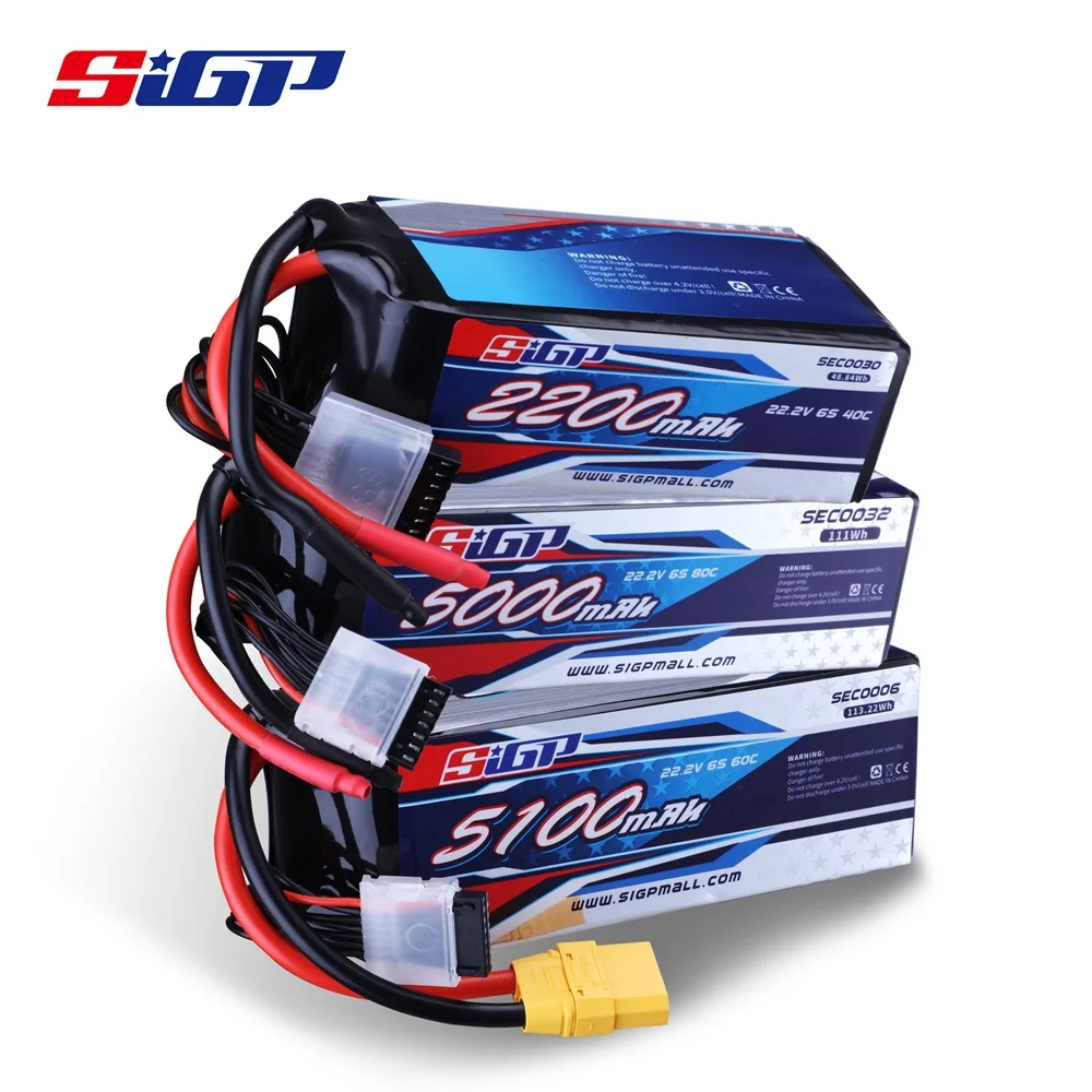 SIGP 6S Lipo аккумулятор для 22,2 V 2200mAh 5000mAh 5100mAh 40C 60C 80C ...