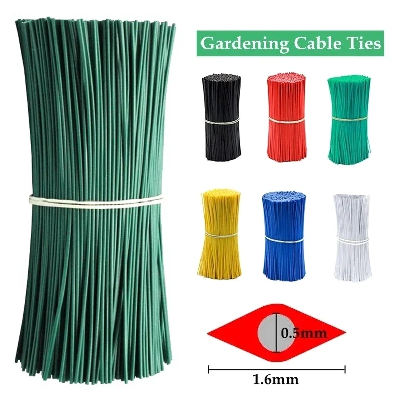 100PCS Gardening Cable Ties Reusable Oblate Iron Wire Twist Tie for ...