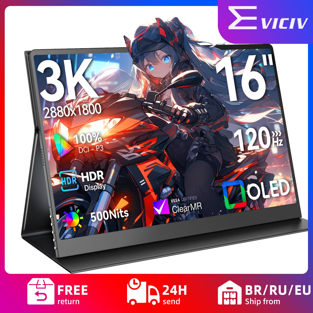 Портативный игровой монитор EVICIV 3K OLED 120 Гц 16 дюймов 2880*1800 ...