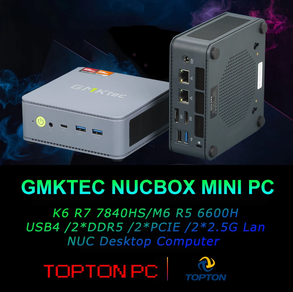 GMKtec Nucbox Mini PC Gamer K6 M6 AMD Ryzen 7 7840HS R5 6600H USB4 2 ...