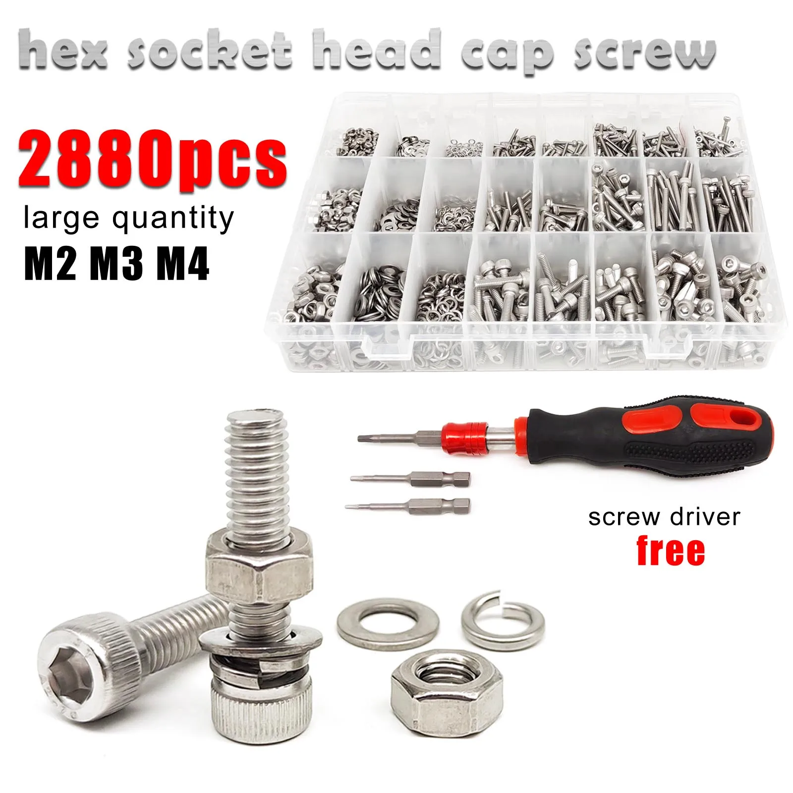 2880/900 шт. в штучной упаковке M2 M3 M4 M5 M6 DIN912 304 A2 Нержавеющая сталь с шестигранной ...
