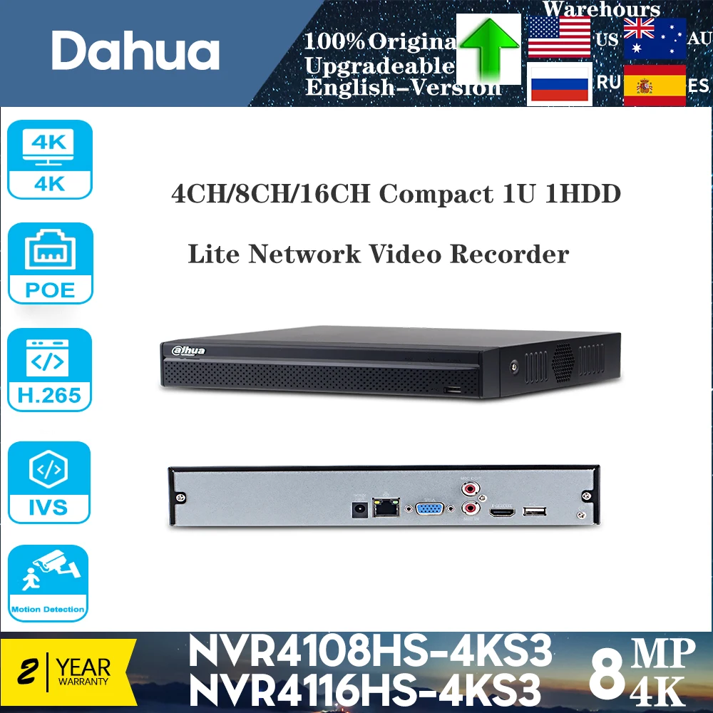 Оригинальный Hikvision, 4 канала/8 каналов/16 каналов, МП, NVR4104HS ...