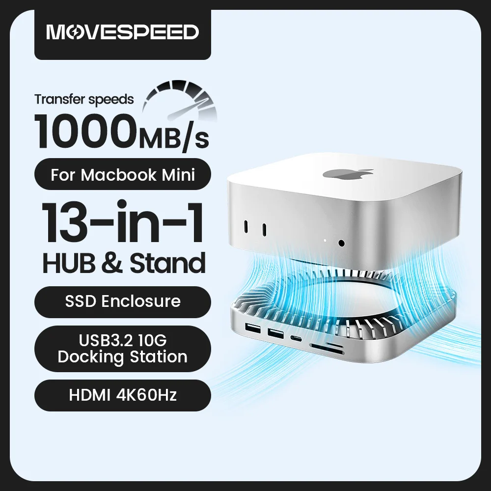 MOVESPEED DK5A1 13-в-1 док-станция для Mac Mini | AliExpress