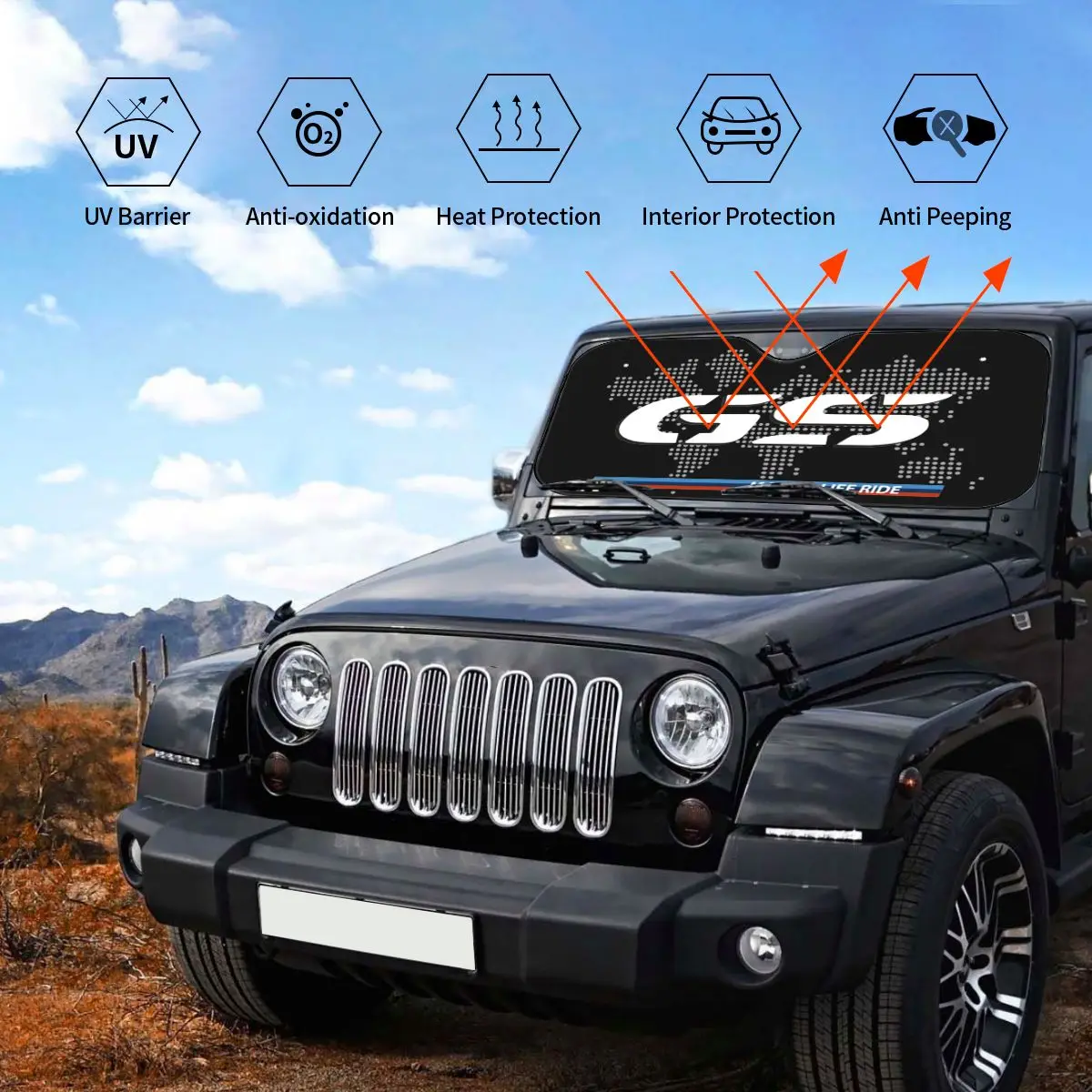 Motorcycle GS World Map Racing Universal Sunshade Windscreen 70x130cm ...