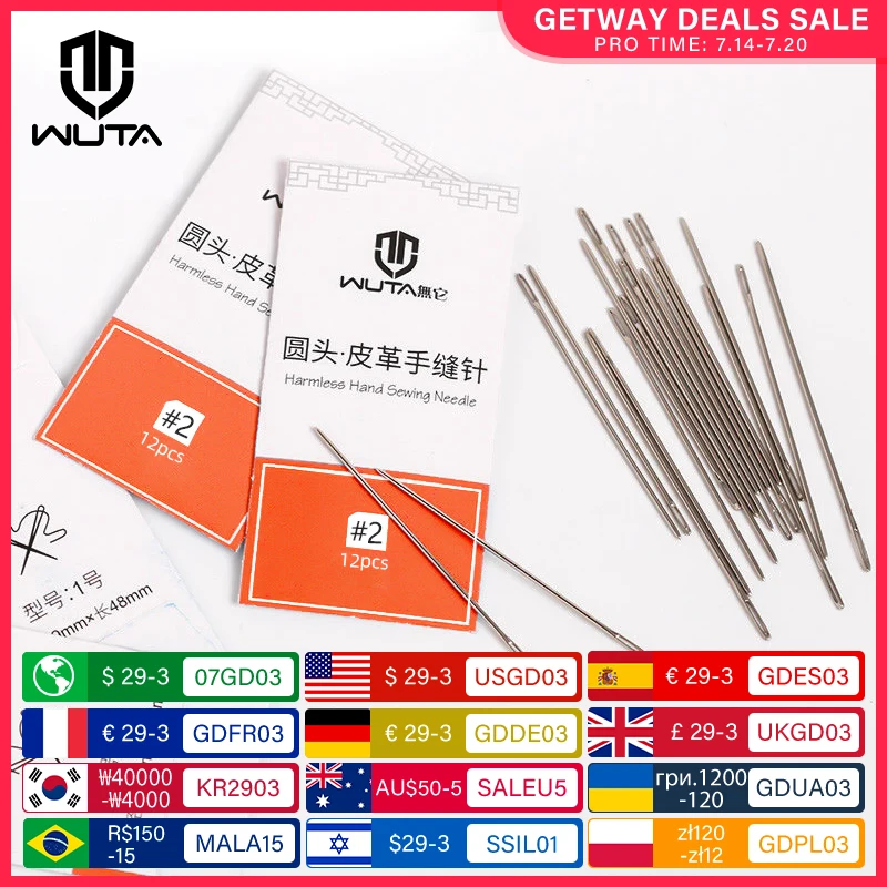 WUTA 24 шт Большой Глаз тупой шить иглы жгут Круглый-заостренный иглы кожа ручной шитья тупой ...