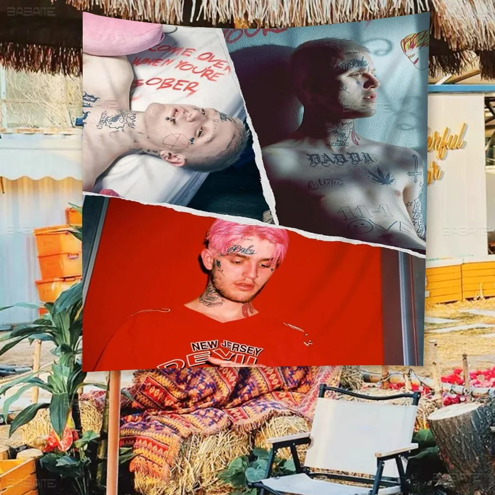 L-Lil P-Peep Hot Singer Banner Art Printing Japanese Wall Flag Anime ...