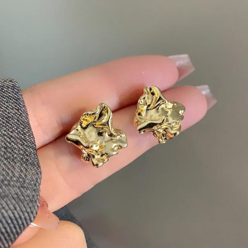 Серьги-гвоздики золотые | AliExpress