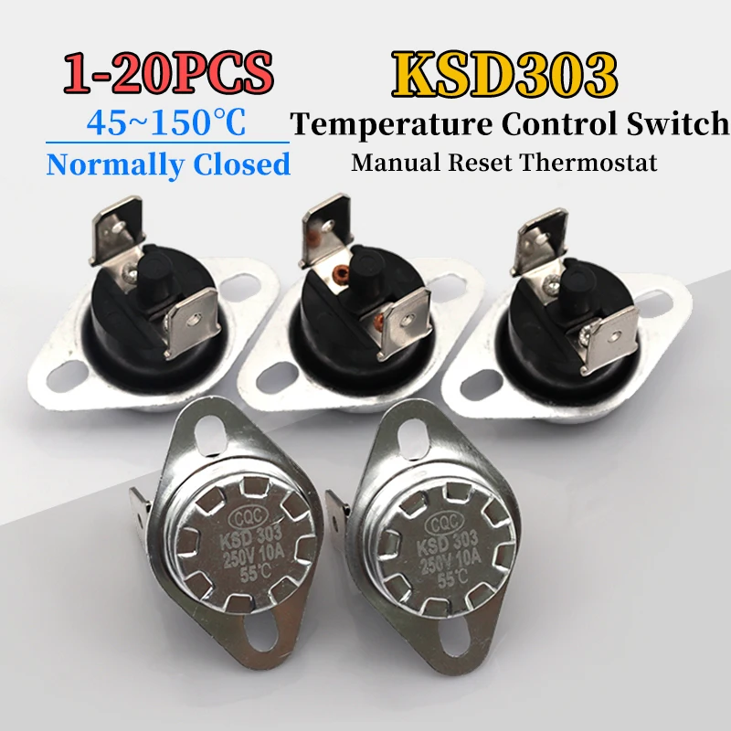 1-20 шт. нормально закрытый термостат с ручным сбросом, переключатель ...
