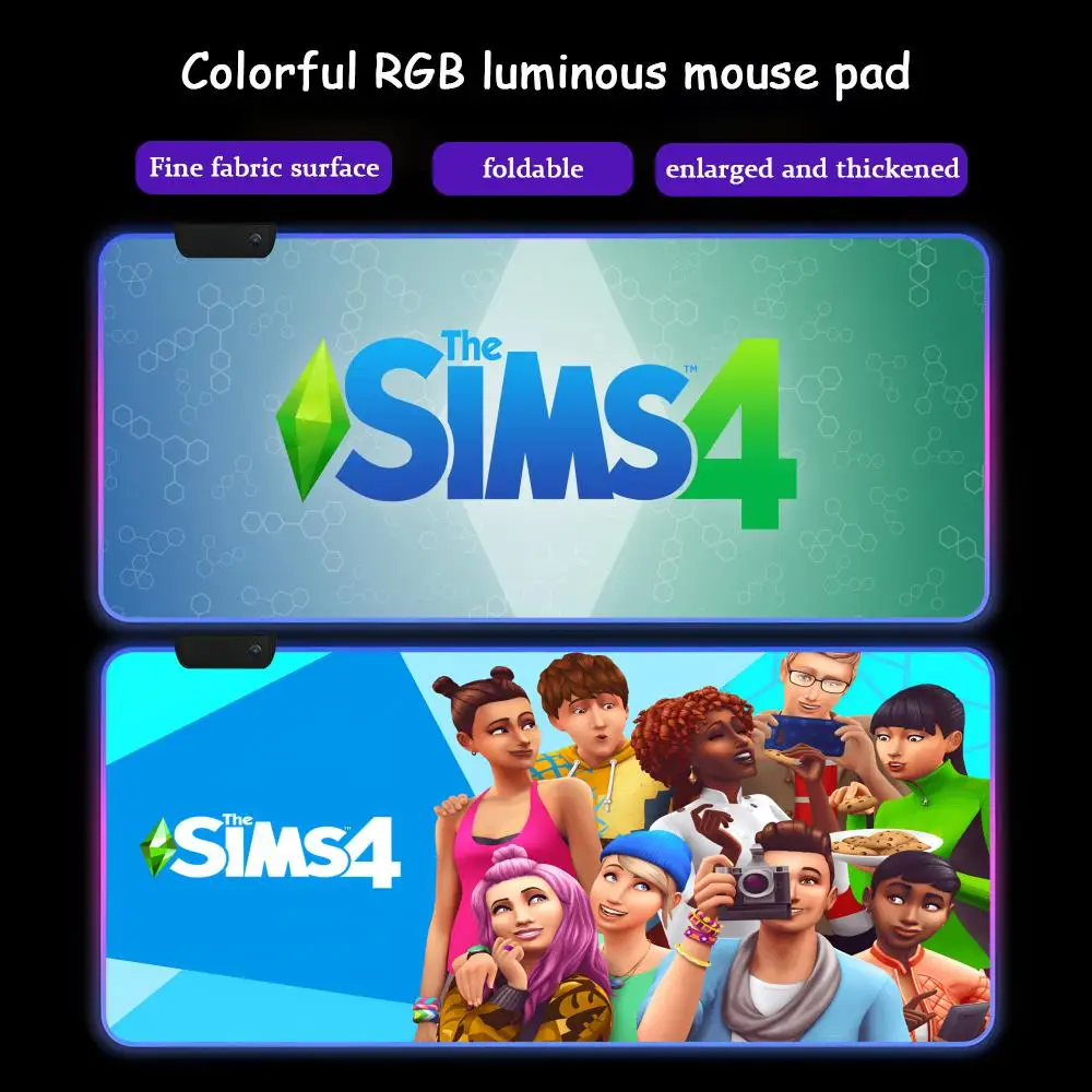 NEW Game The Sims 4 Emerald Mouse Pad Anime Gaming Mouse Pad LED Table ...
