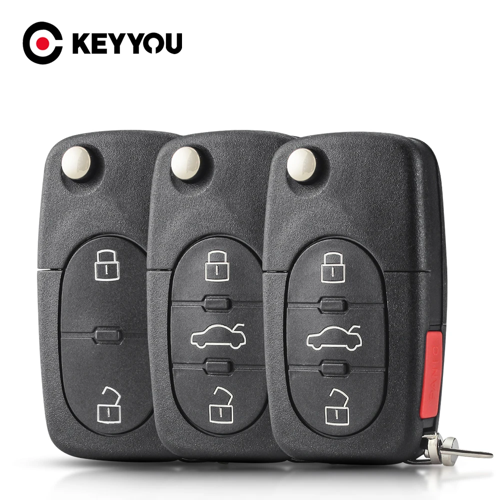 Раскладной чехол KEYYOU на 2/3 кнопок для Audi TT A2 A3 A4 A6 A8 B5 RS4 Quattr CR2032/CR1616 ...