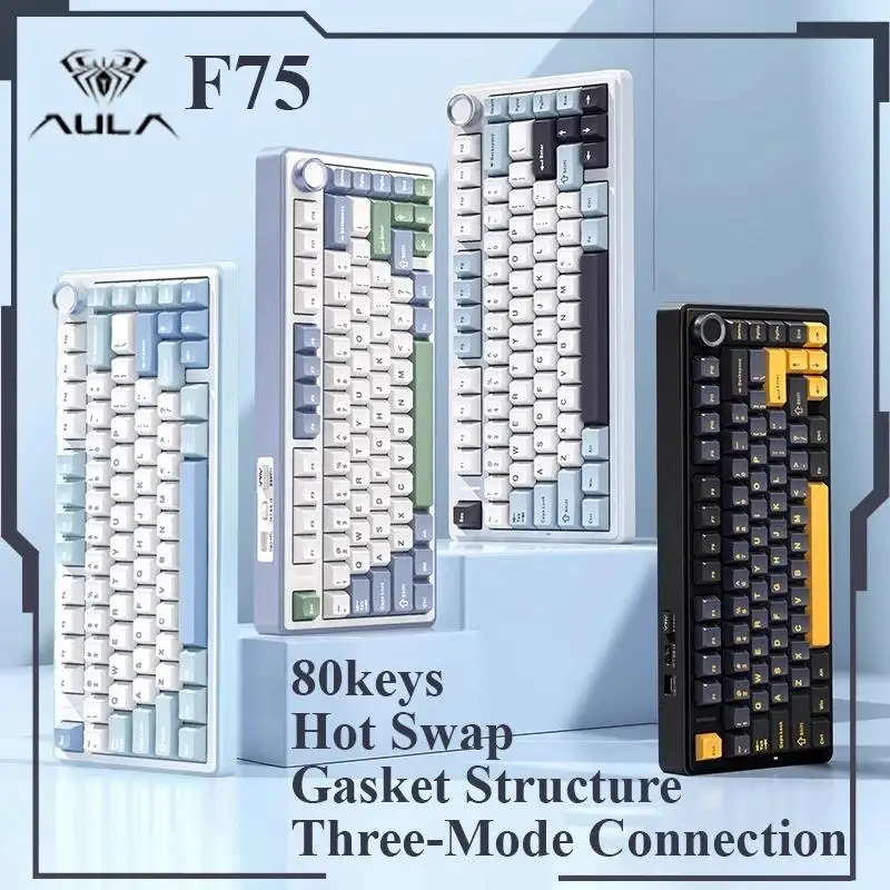 Клавиатура игровая механическая, 80 клавиш, Rgb, трехрежимная ...