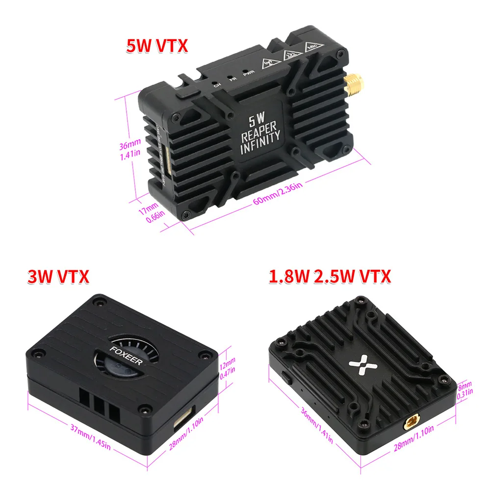 Foxeer Reaper Extreme V2 5.8G 2.5W / 3W 72CH Pit FPV VTX / 4.9G-6G Infinity 5W 10W 80CH VTX for ...