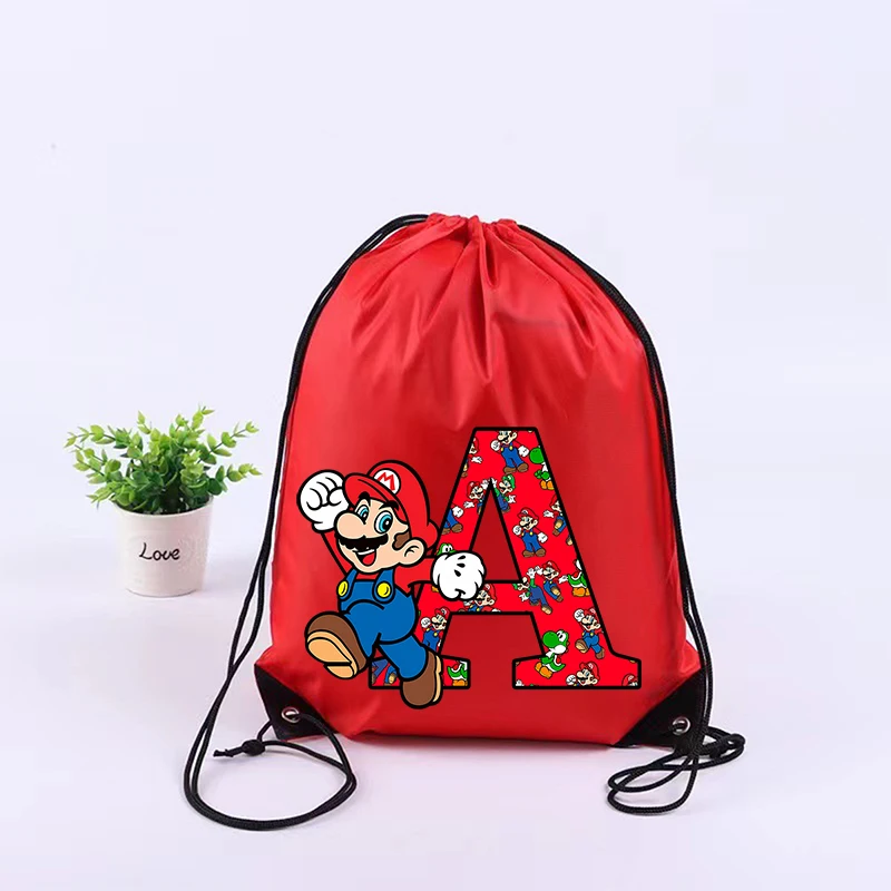 Super Mario Bros Boys Girls Cartoon Drawstring Bag Sports Waterproof ...