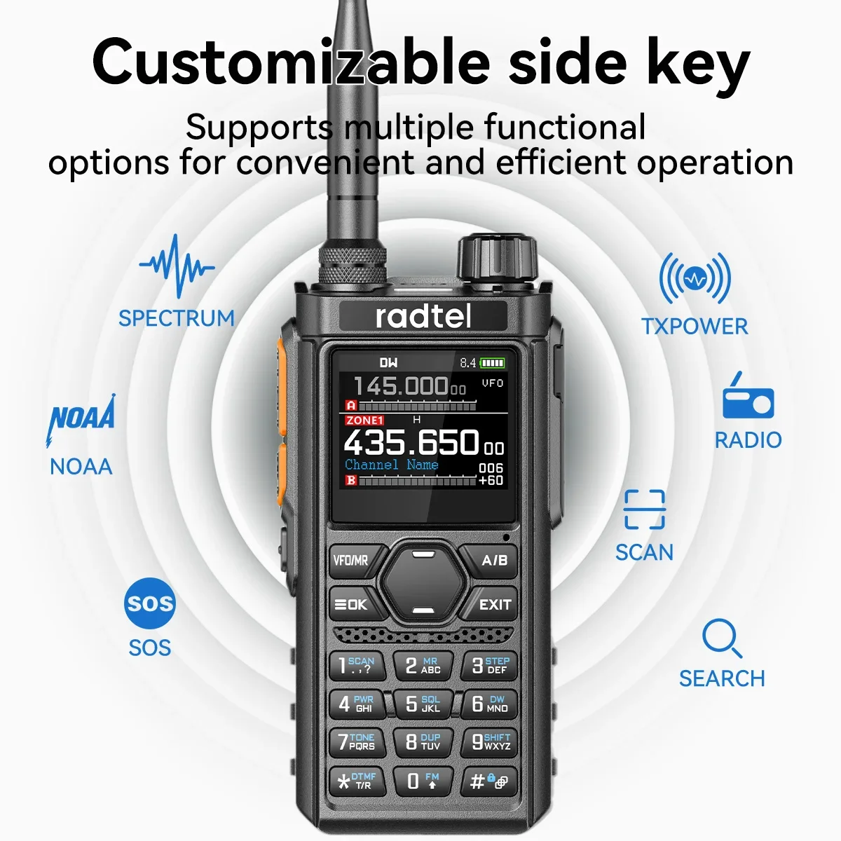 Анализатор спектра Radtel RT-910 AM FM Ham Radio 45–59 МГц TX/RX Walkie Talkie с 960 каналами AM ...