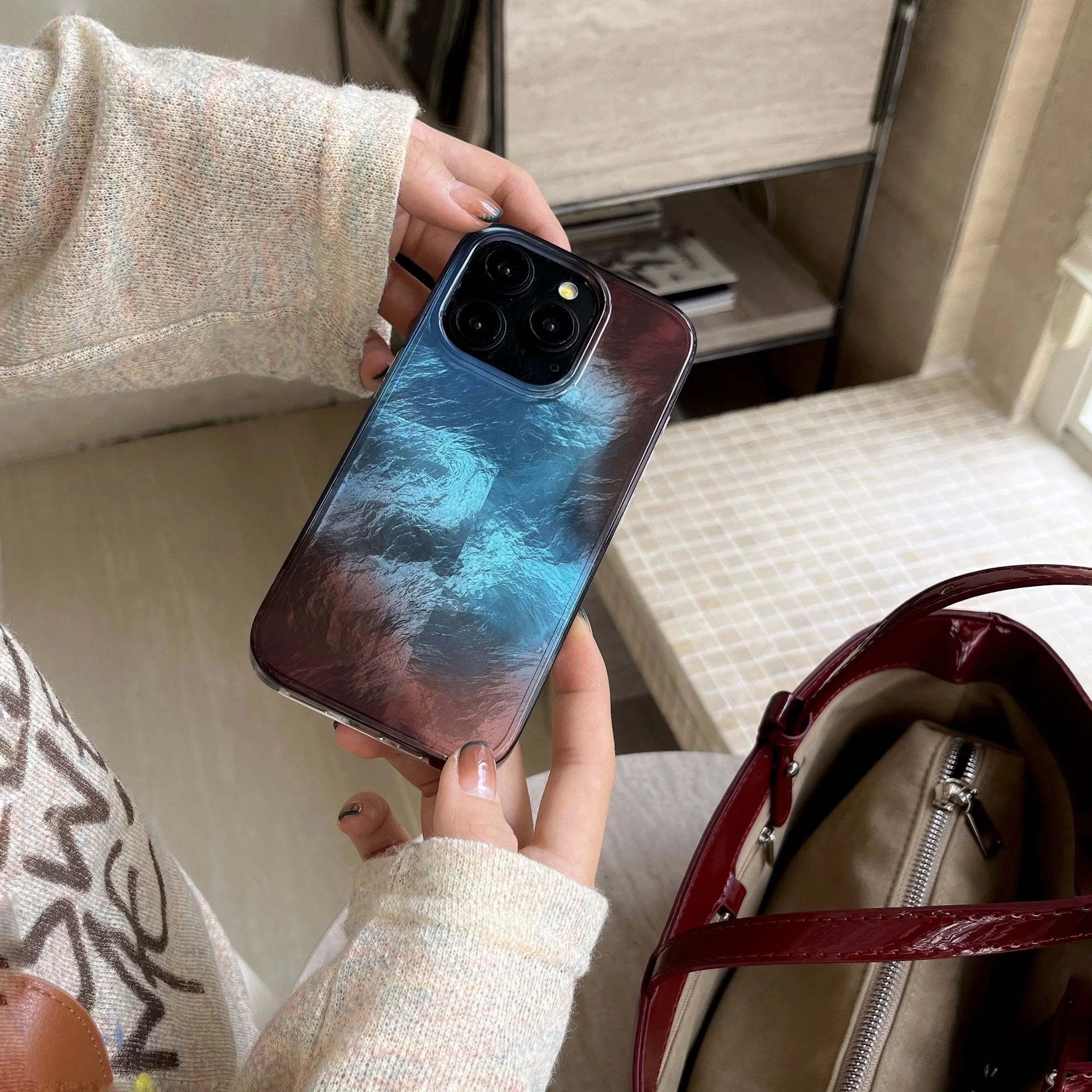Чехол для смартфона Blue-Brown для iPhone 16, 16pro, 16promax, 15 ...