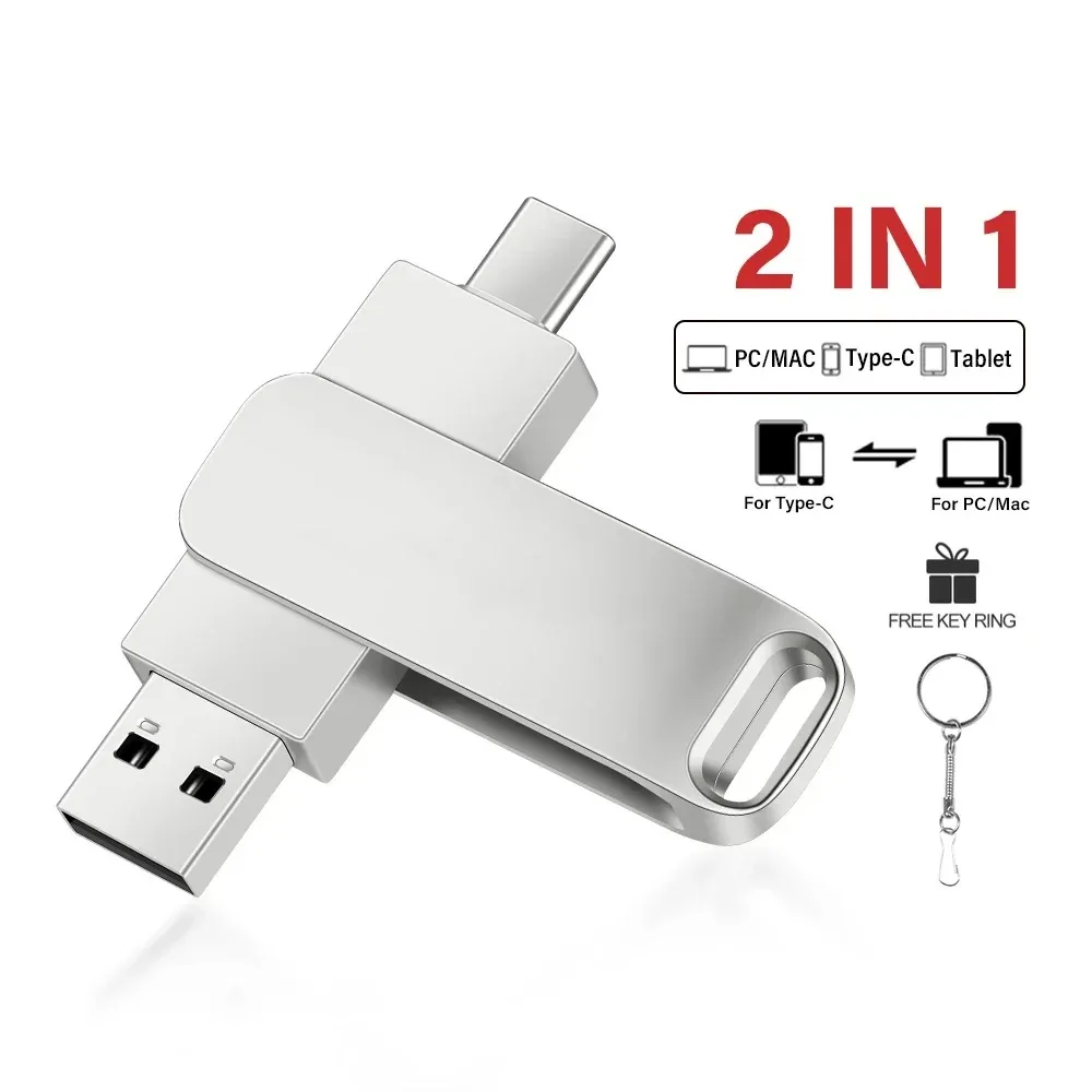 JASTER USB-флешка 2-в-1 металлическая 128/64/32/16 ГБ | AliExpress