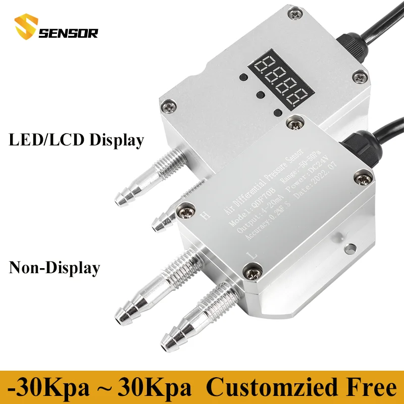 Air Differential Pressure Sensor 100pa 500pa Wind Pressure Transmitter ...
