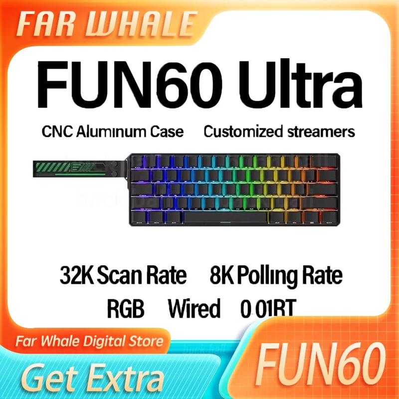 AKKO MonsGeek FUN60 Pro Игровая клавиатура Магнитный переключатель для киберспорта Двойная ...