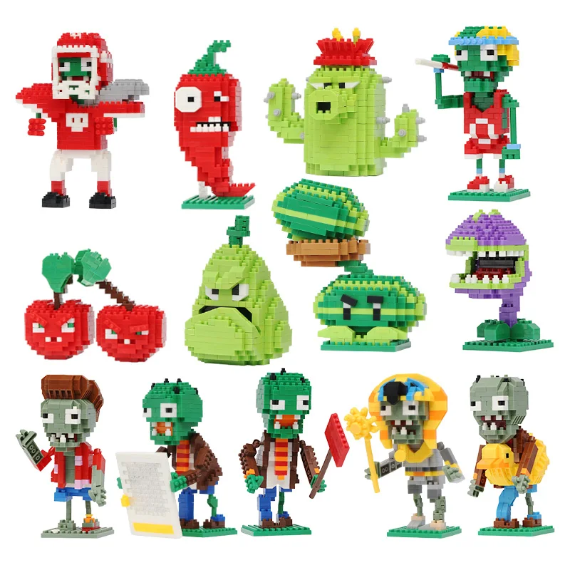 Plants VS Zombies Blocks Small Cartoon Mini Building Block Peashooter ...