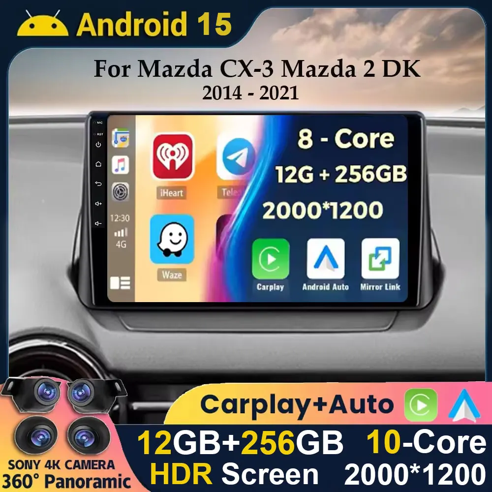 Android 15 Carplay Auto WIFI + 4G Автомобильное радио для Mazda CX-3 ...