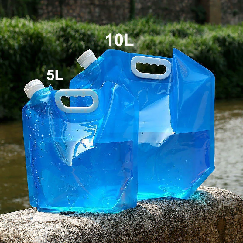 2pc 5L/10L Outdoor Water Bags Foldable Water Container Portable Folding Water Bucket Camping ...