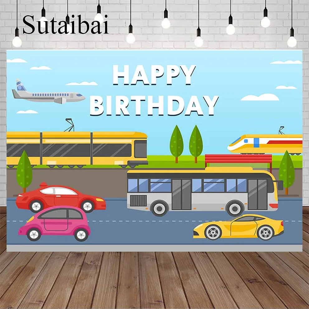 Transportation Theme Photography Backdrop Kid 1st Birthday Photo ...