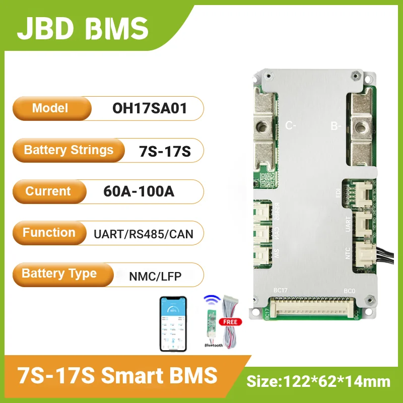 Автоматическое определение JBD 7S-17S Smart BMS 8S 24V 10S 36V 13S 48V 16S 52V LiFePO4 защита ...