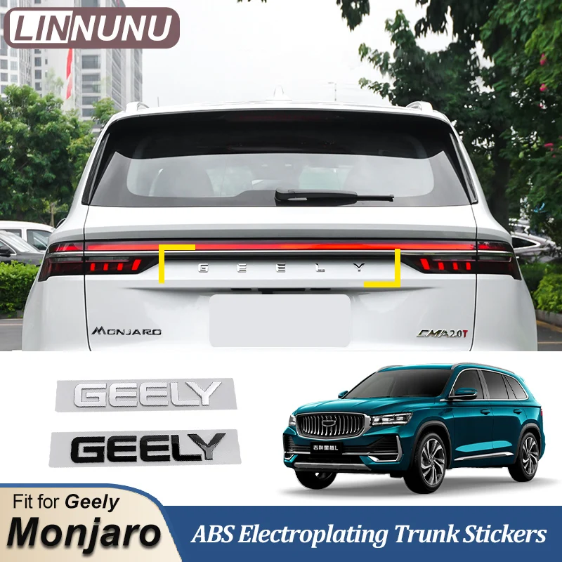LINNUNU 3D ABS Car Rear Trunk Badge Stickers For Geely Monjaro Manjaro ...