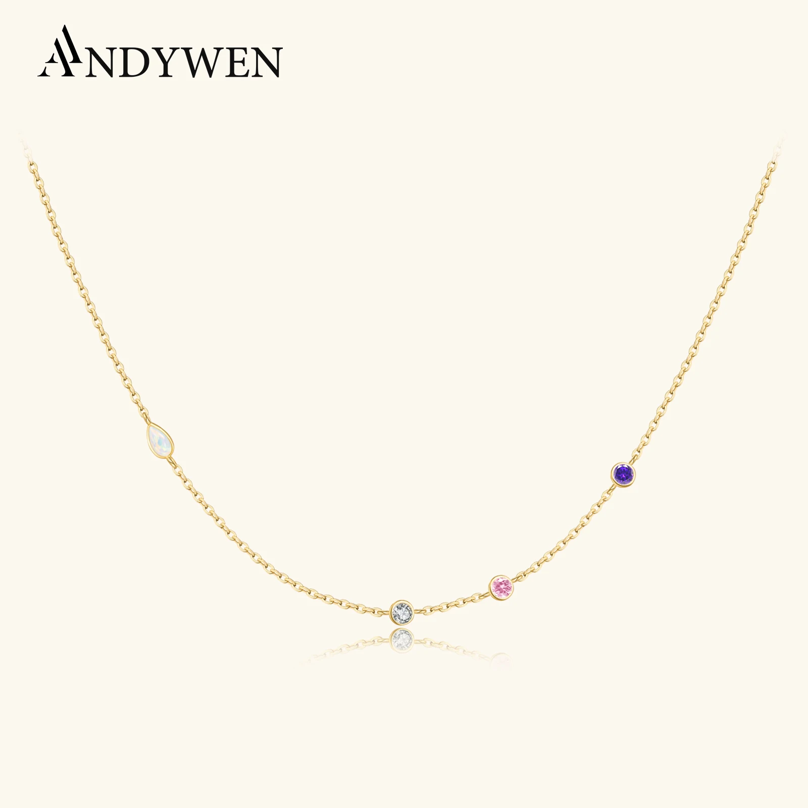 ANDYWEN Зимнее ожерелье из серебра 925 | AliExpress