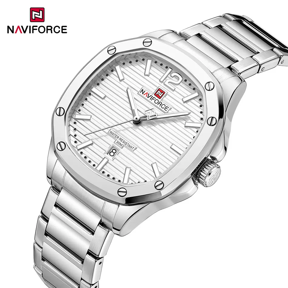 NAVIFORCE мужские часы деловые роскошные кварцевые наручные часы со ...