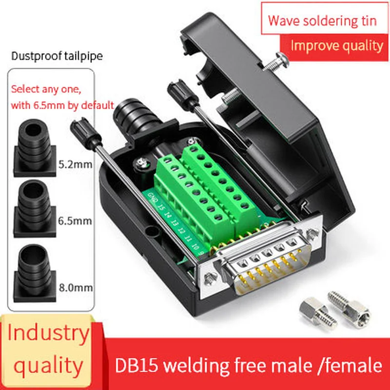 DB15 Solderless Breakout Board Connector, RS232 D-SUB Serial Port ...