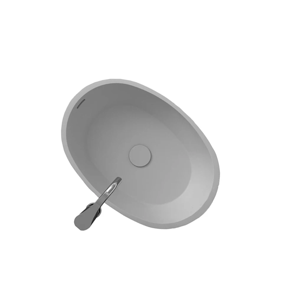 Bathroom Oval Freestanding Counter Top Vessel Sink Matt Solid Surface ...