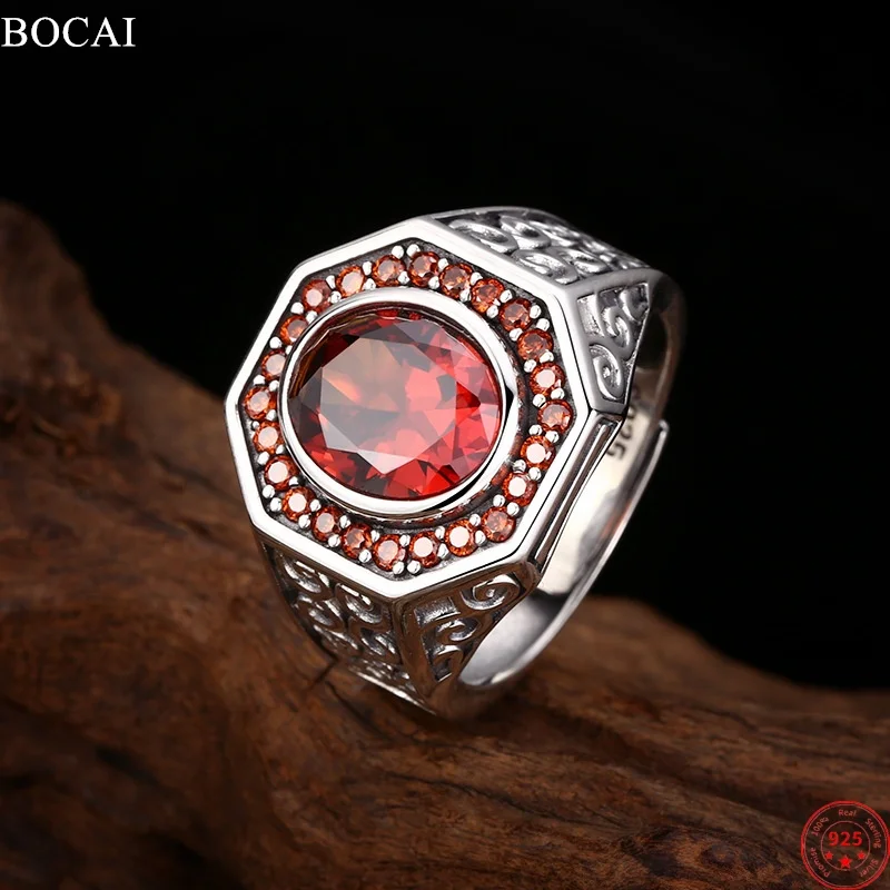 BOCAI S925 Кольцо-подвеска из стерлингового серебра для мужчин и женщин Ретро вечный ротанговый ...