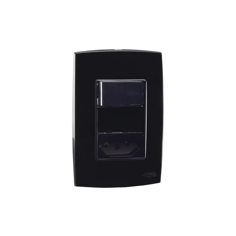 Simple Switch Set + Socket 10A Plate 4X2 Distanced Black Ruby-Force ...