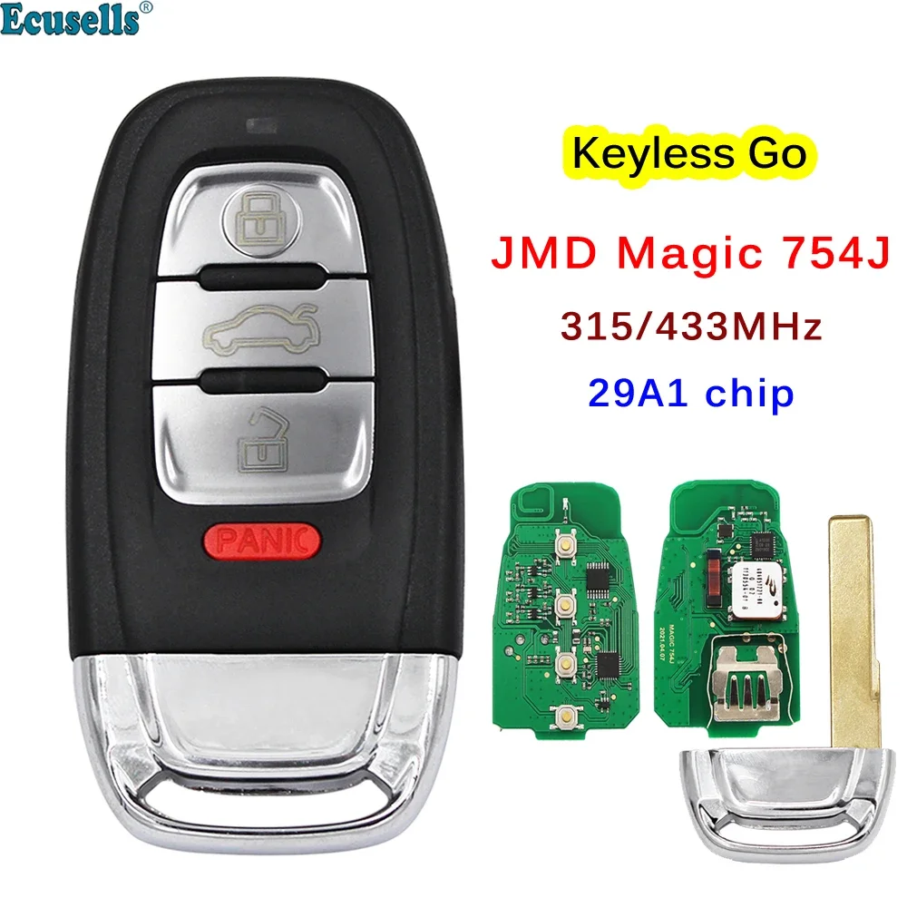 Ключ дистанционного управления без ключа, 3 + 1 кнопки 315 МГц 433 МГц 868 МГц для Audi Q5 A4L ...