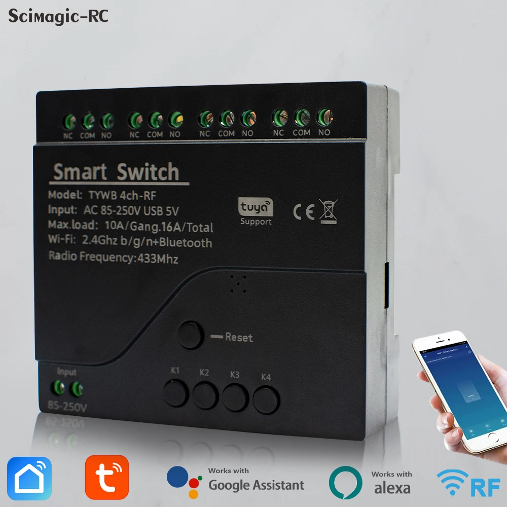 Scimagic-RC 4CH Wi-Fi умный выключатель 220В | AliExpress