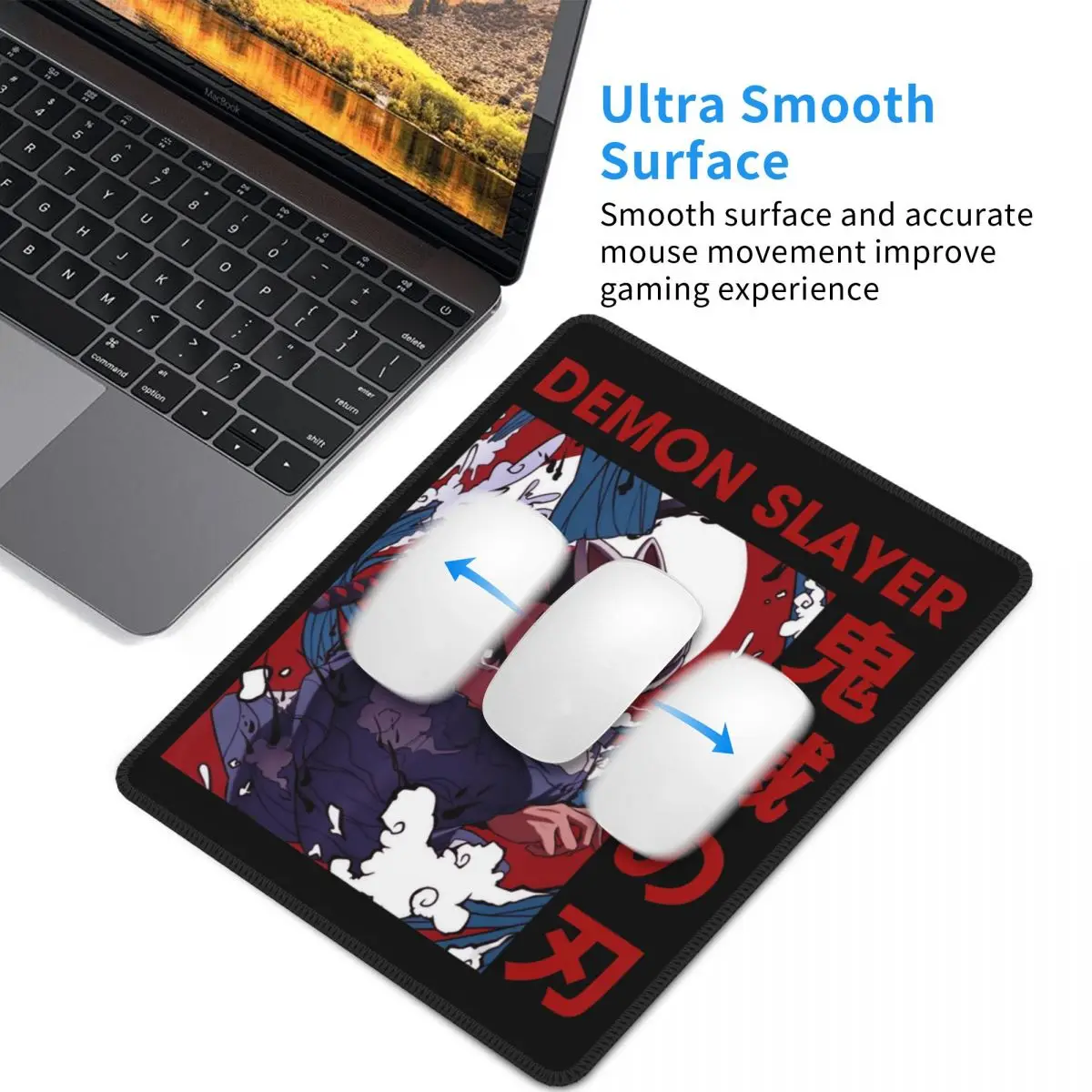 Demon Slayer Mouse Pad Rubber Mousepad Stitched Edges Gamer Desk ...