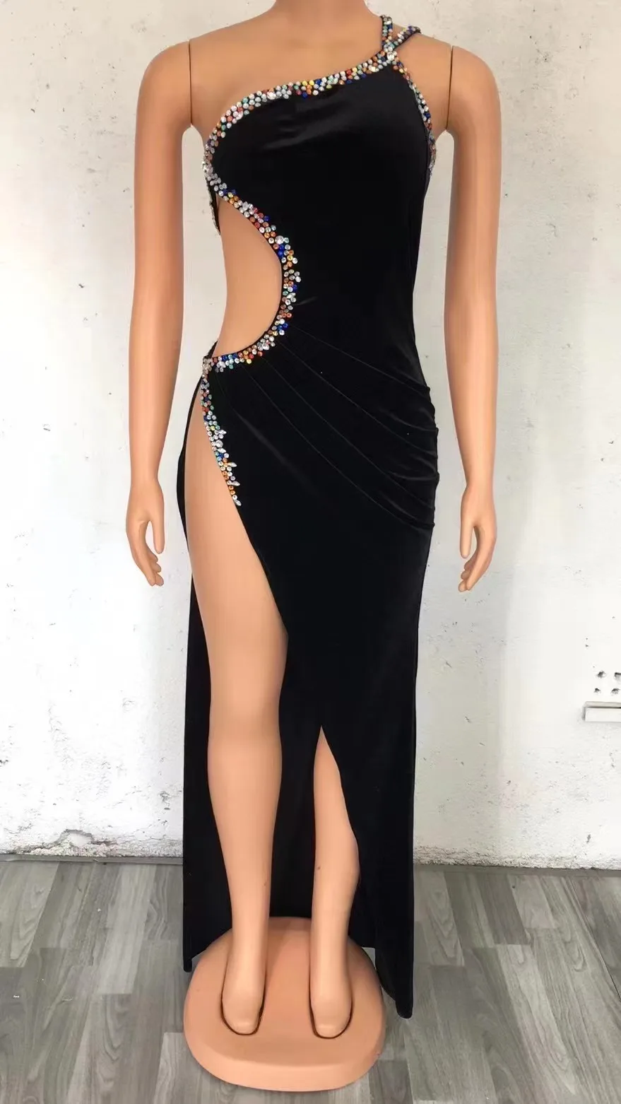 Женское бархатное платье со стразами | AliExpress