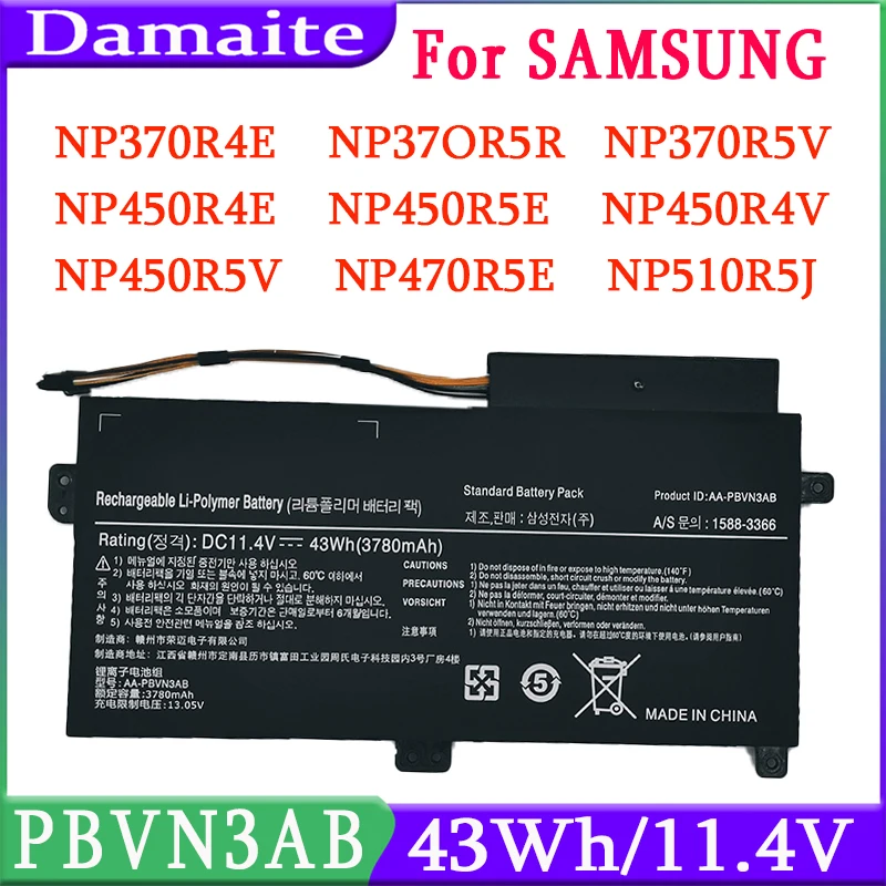 AA-PBVN3AB Аккумулятор для ноутбука SAMSUNG NP370R4E NP370R5E NP370R5V NP450R4E NP450R5E ...