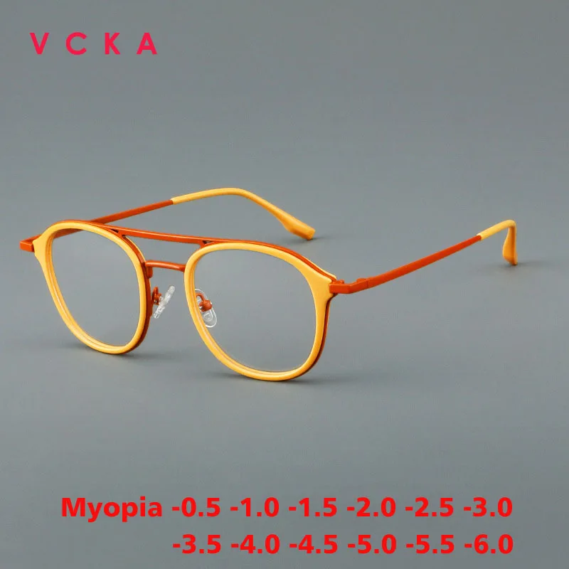 Vcka анти синий свет металлические ацетатные очки для близорукости