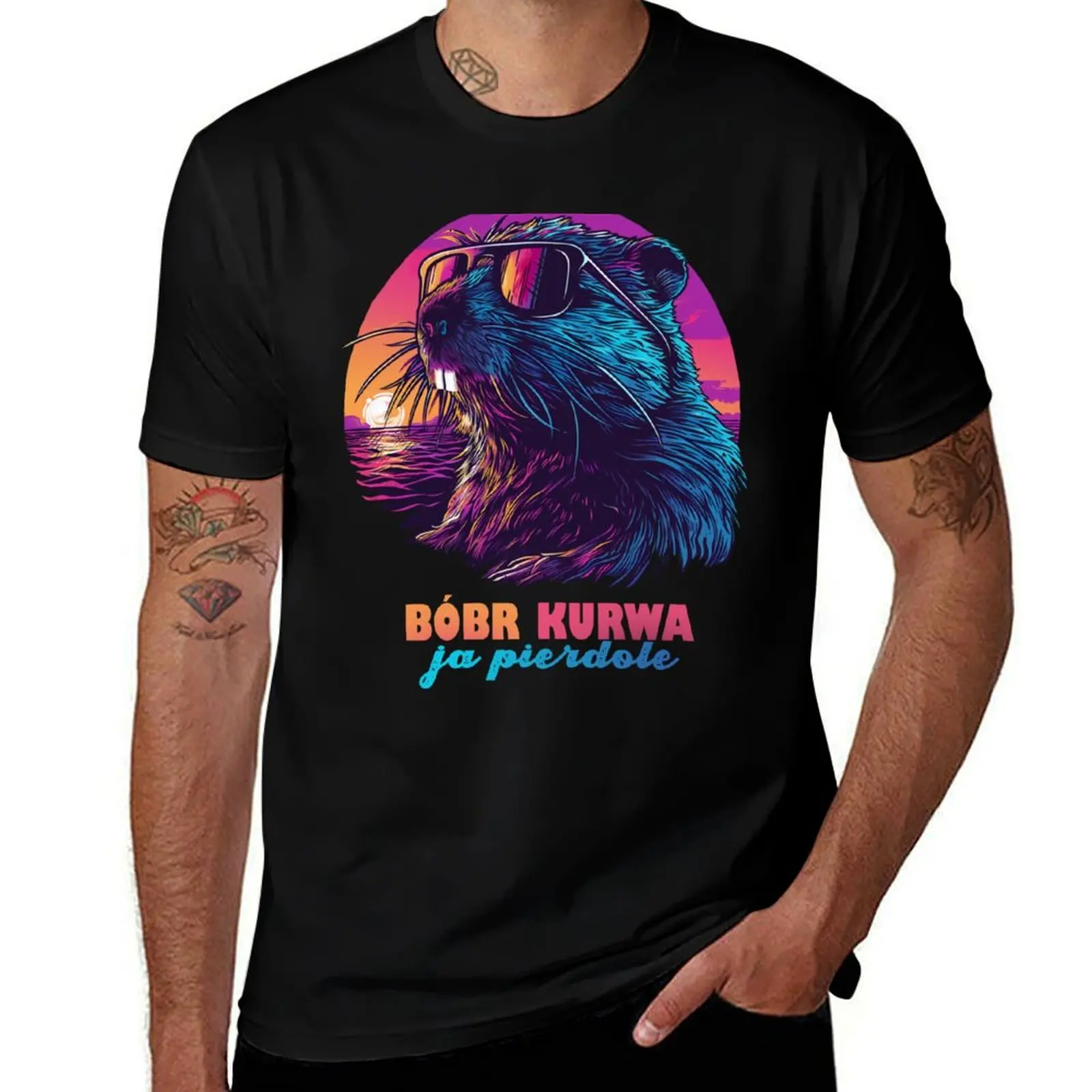 Футболка Synthwave Polish Beaver Meme Ja pierdole Bobr Bober Kurwa ...