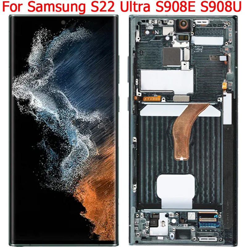 ЖК-дисплей S908E для Samsung S22 Ultra 5G, ЖК-дисплей с рамкой 6,8 ...
