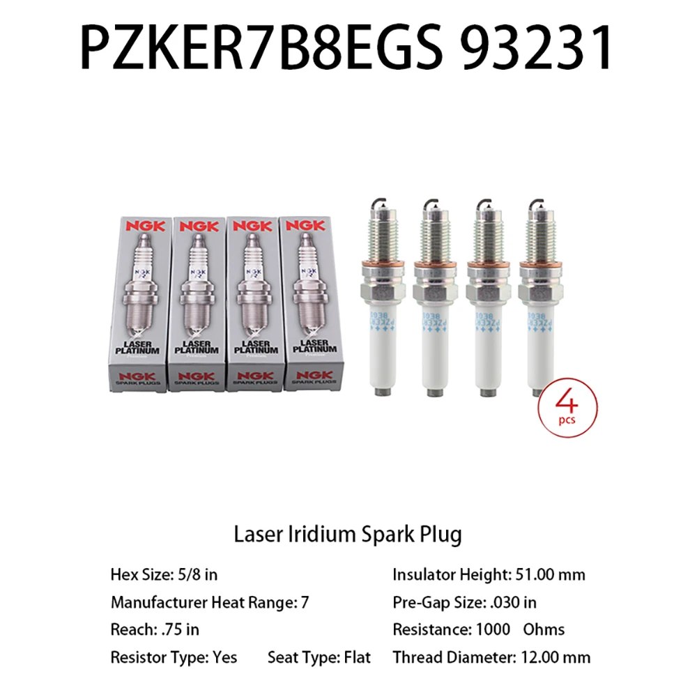 4 шт. двойная платиновая Свеча зажигания NGK PZKER7B8EGS 93231 подходит ...