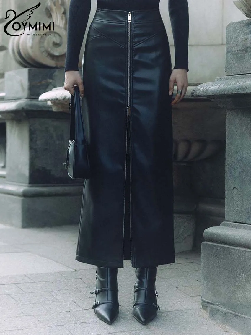Женская черная юбка из искусственной кожи | AliExpress