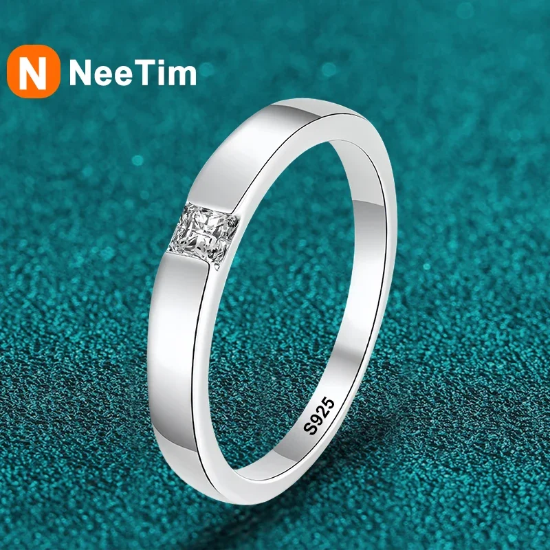 NeeTim модное кольцо с муассанитом для женщин и мужчин, стерлинговое серебро 925 пробы с ...