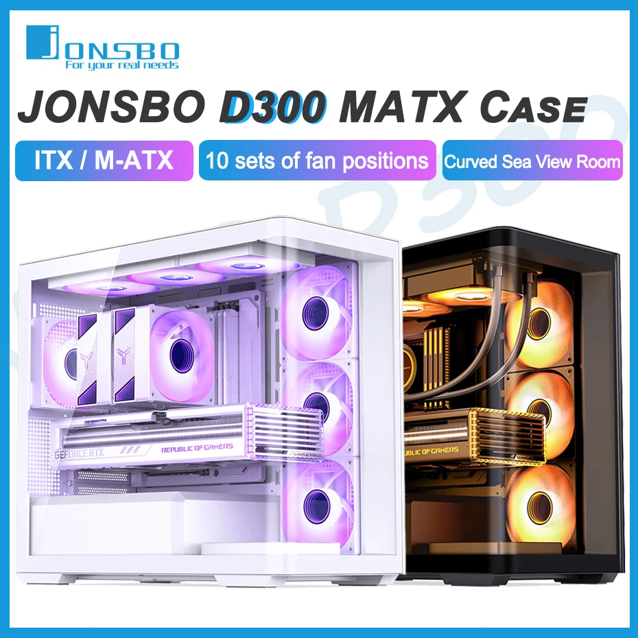 Jonsbo D300 компьютерный корпус M-ATX белый закалённое стекло | AliExpress
