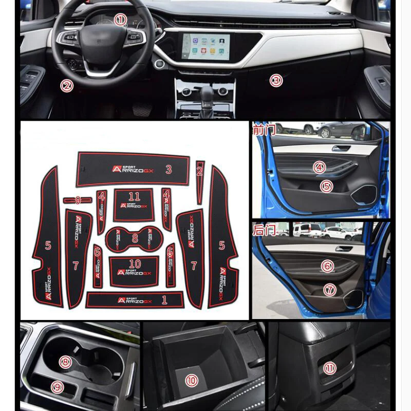 Door Groove Mat Car Gate Slot Pad Cup Armrest Storage Anti-Slip Mat For ...