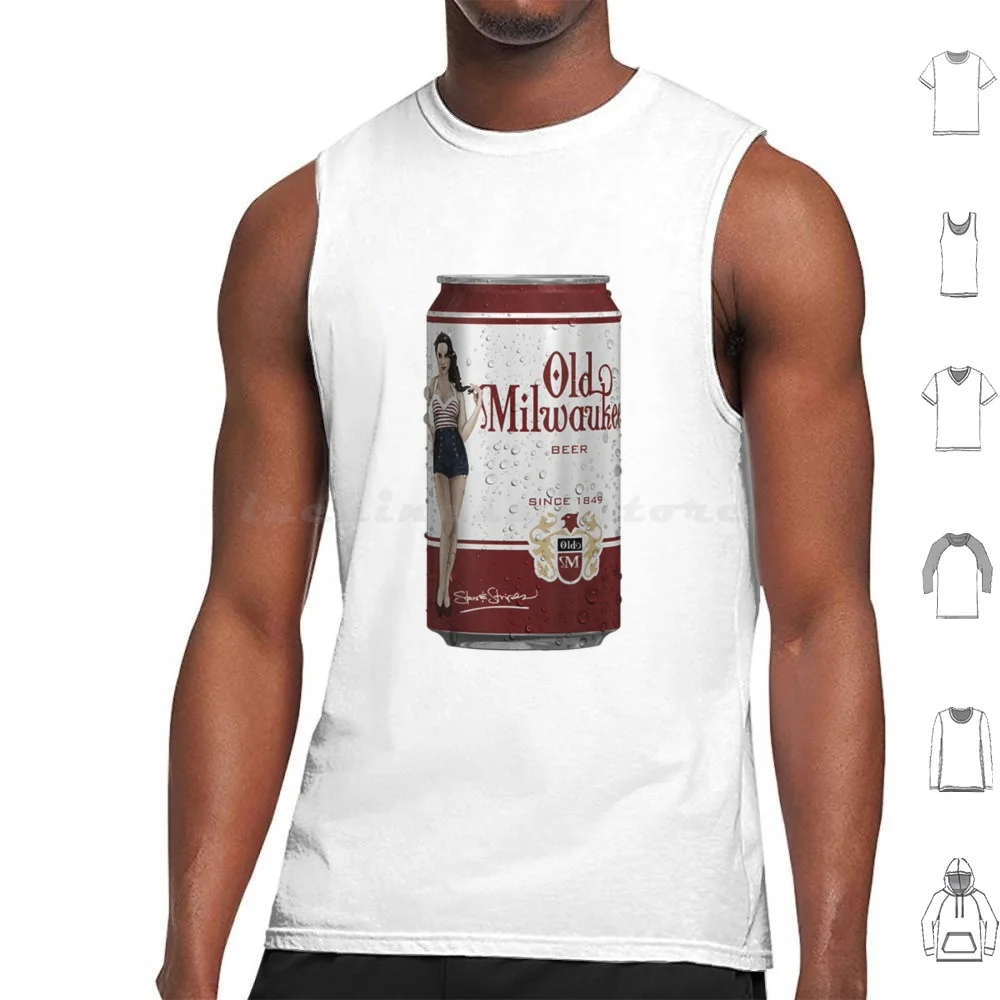 Old Milwauke Beer Tank Tops с принтом Хлопковая топа Chico Chico Topo ...