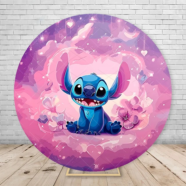 Круглый фон для вечеринки с эластичной тематикой Disney Lilo & Stitch ...