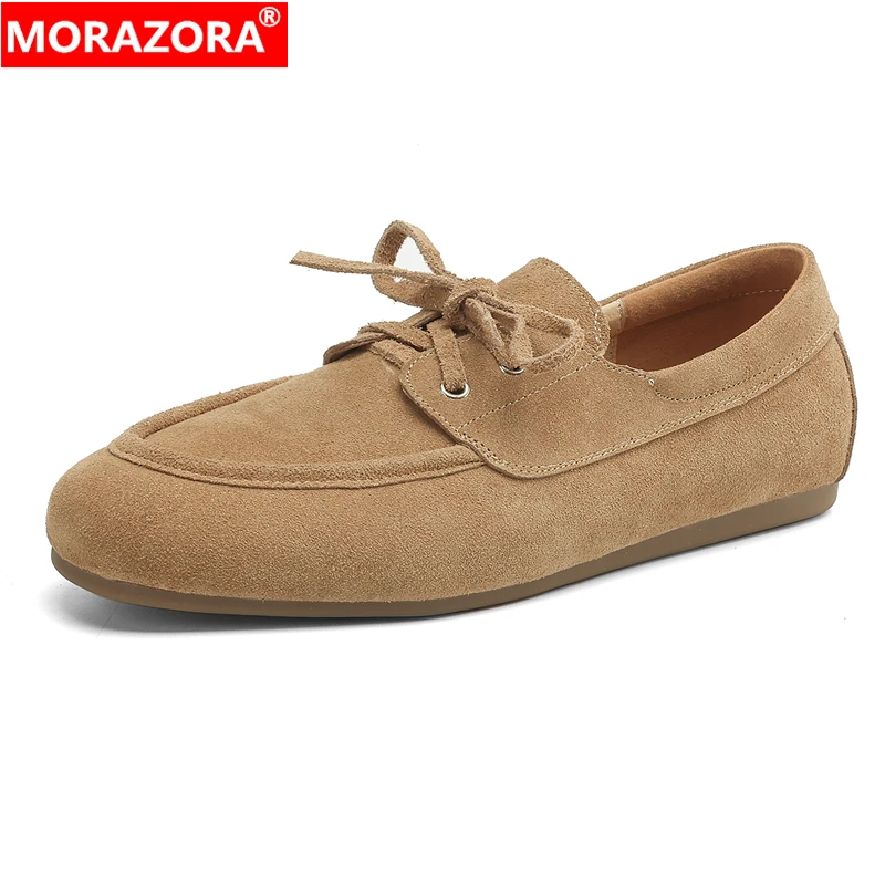 Женские замшевые туфли лодочки MORAZORA 35-43, цвет белый/черный | AliExpress